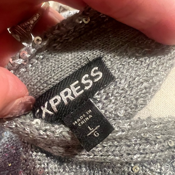 Express | Sweaters | Silver Sequin Express Cardigan Sweater Wrap Shrug ...